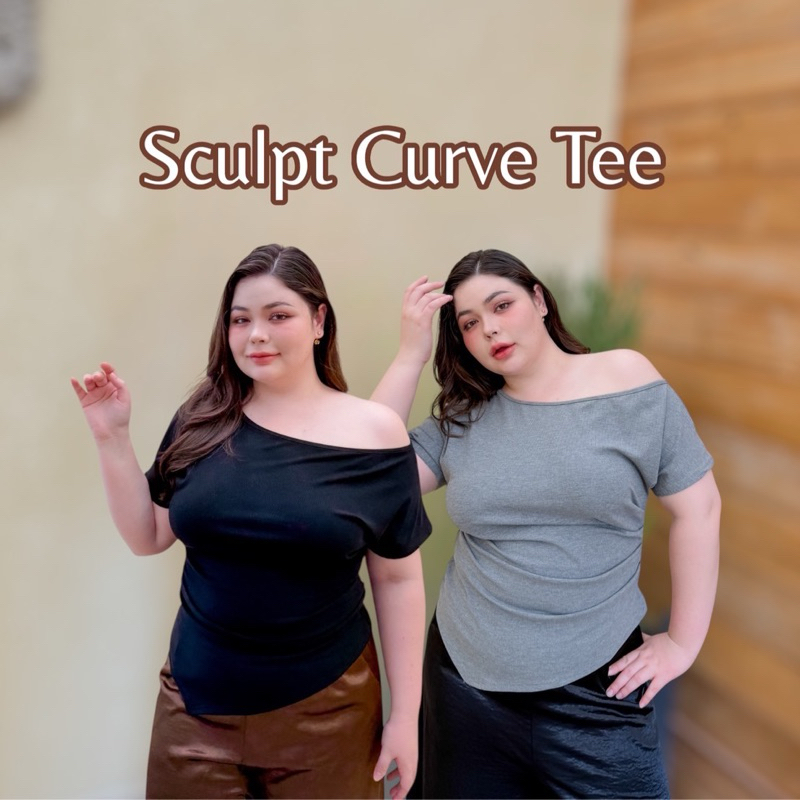 Lady M | Sculpt Curve Tee Plussize เสื้อปาดไหล่สีพื้นแขนสั้นต้อนรับซัมเมอร์ อกใหญ่! ใส่เที่ยว ...
