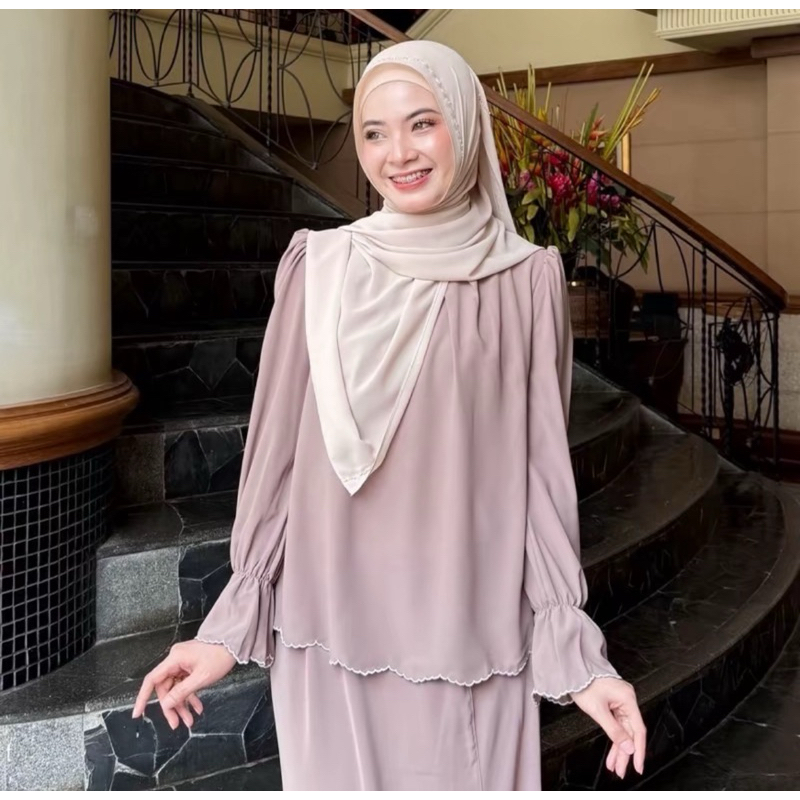 Rissa mini ชุดเซทปักเวิร์คแขนจั้มพร้อมกระดุมมุก | Shopee Thailand