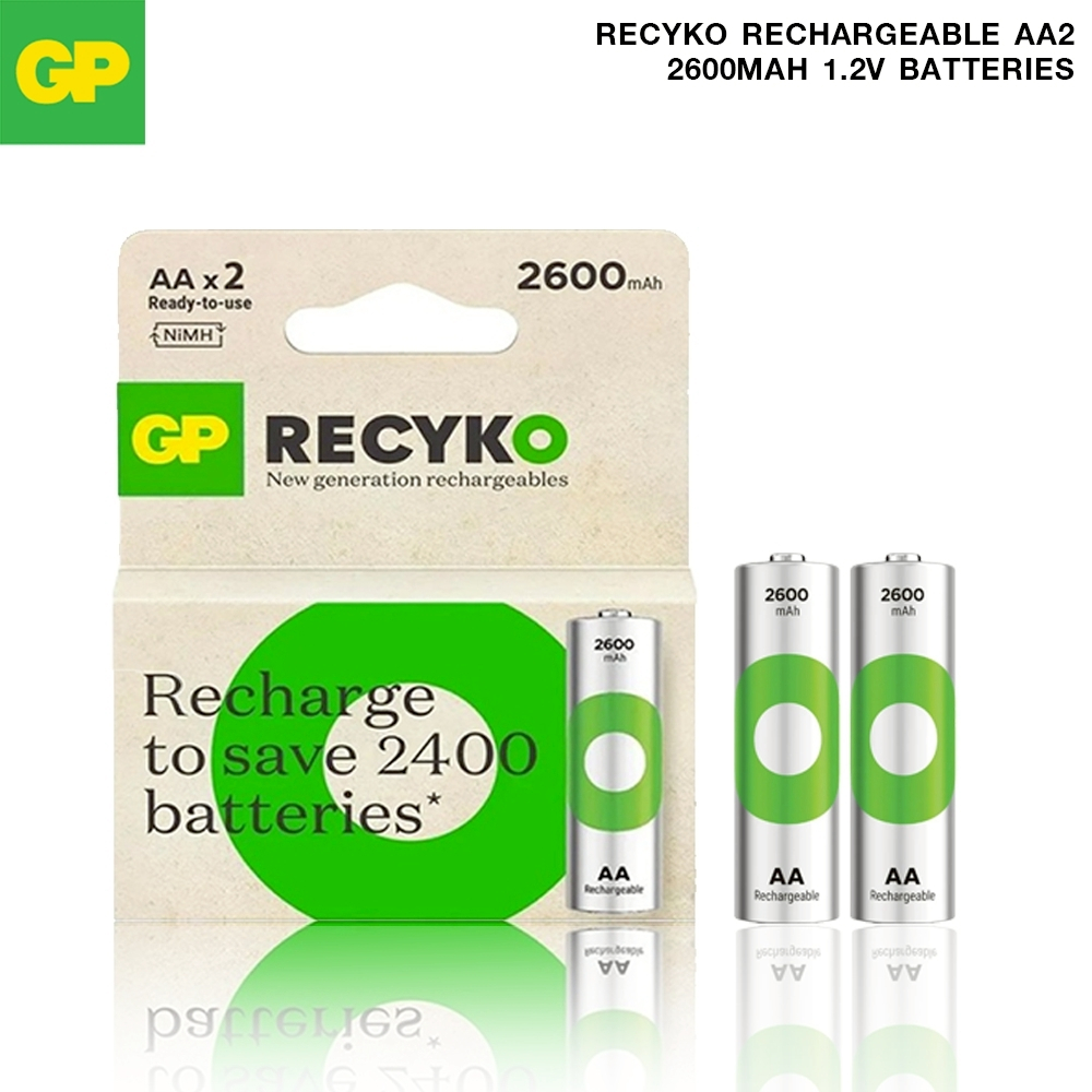 GP Recyko Rechargeable AA2 / AA4 2600mAh 1.2V Batteries ถ่านชาร์จ ...