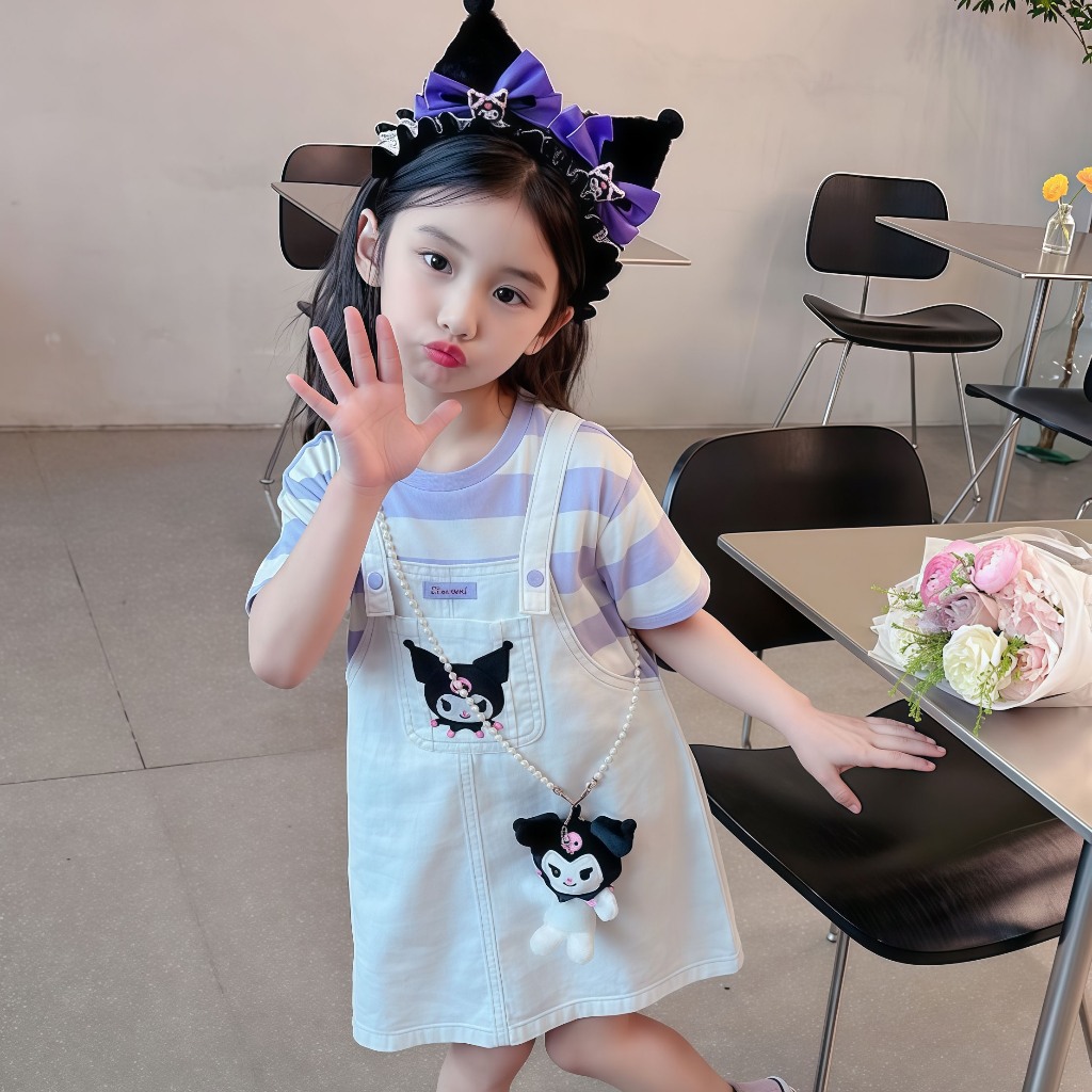 PRINCESS KESLI ชุดเด็กผู้หญิงฤดูร้อนเด็กสาวเกาหลีใหม่ คุโรมิ แขนสั้น ...