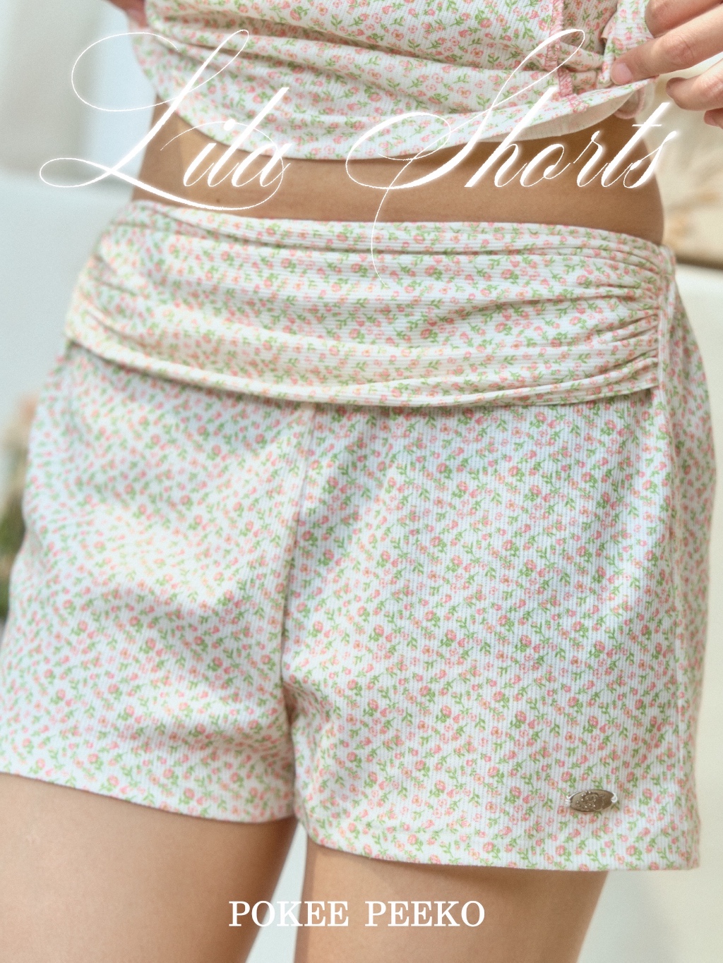 POKEE | Lila Shorts กางเกงขาสั้นลูกไม้ ดีเทลย่นด้านหน้า( 2 color) | Shopee Thailand