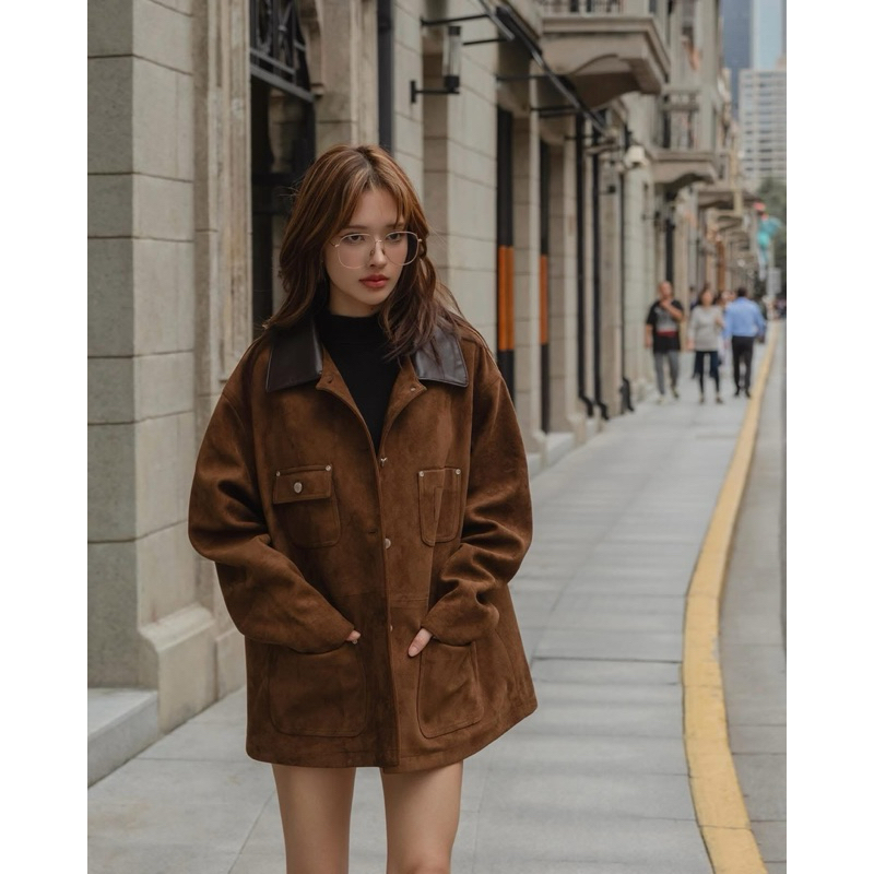 พร้อมส่ง Heda Jacket (Howdycoat) สี Dark Brown | Shopee Thailand
