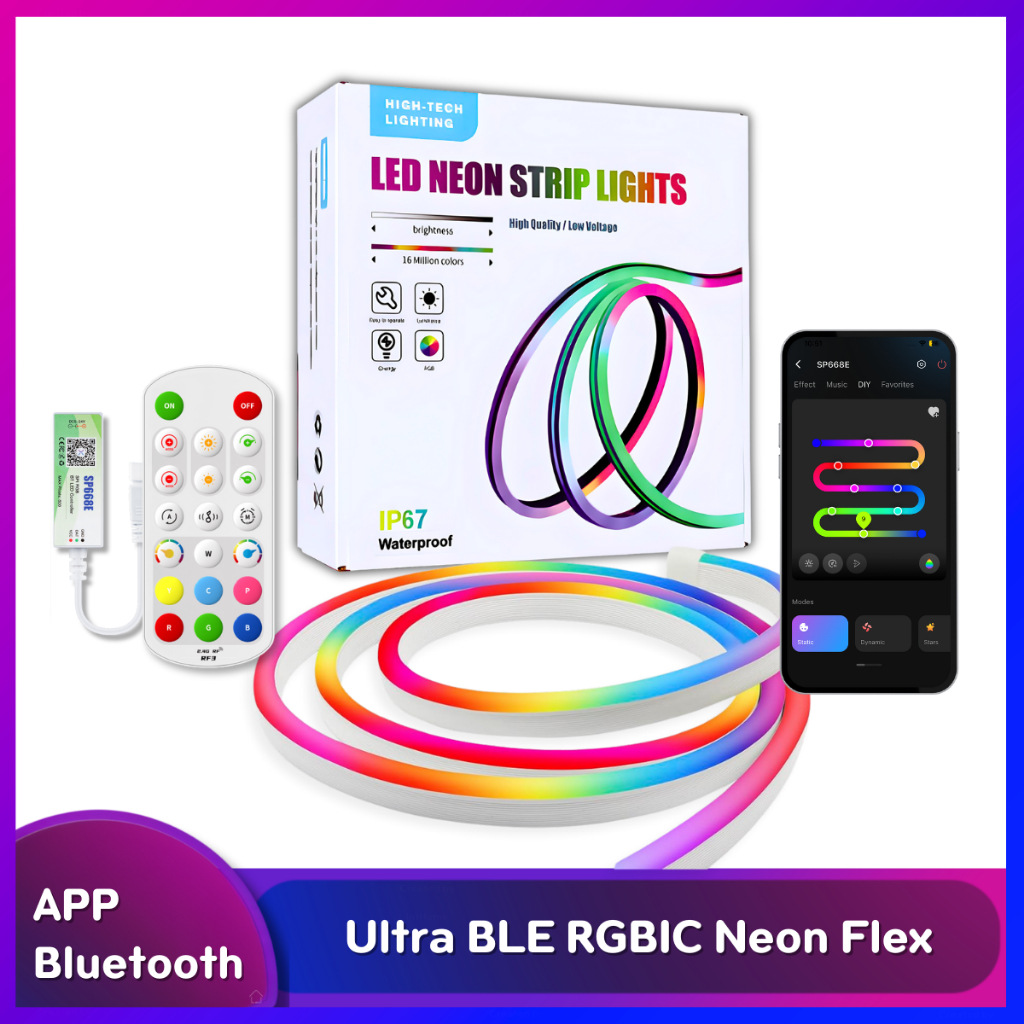 [ใหม่] ไฟนีออนรุ่น Ultra | RGBIC Neon Flex ควบคุมผ่านแอพบลูทูธ DIY ...