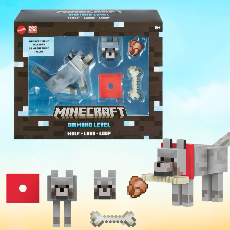 Mattel Minecraft Diamond Wolf Action Figure with Accessories Including ...