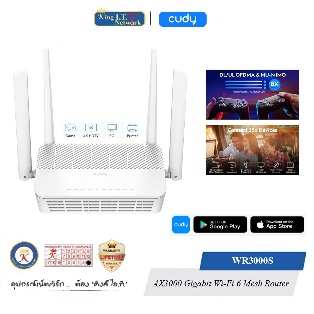 CUDY (WR3000S) AX3000 Gigabit Mesh Wi-Fi 6 Router White | Shopee Thailand