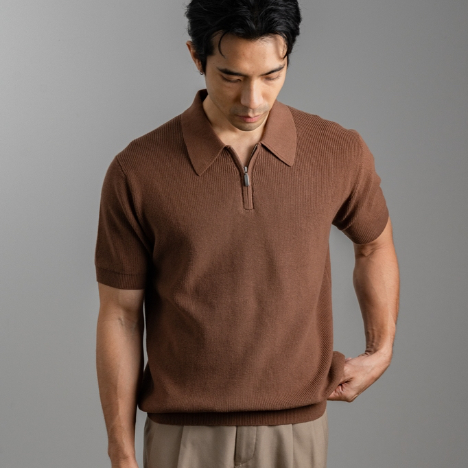 [ส่วนลด10% 10DD300S] Made to Mature Jersey Stitched Zip Knitted Polo ...