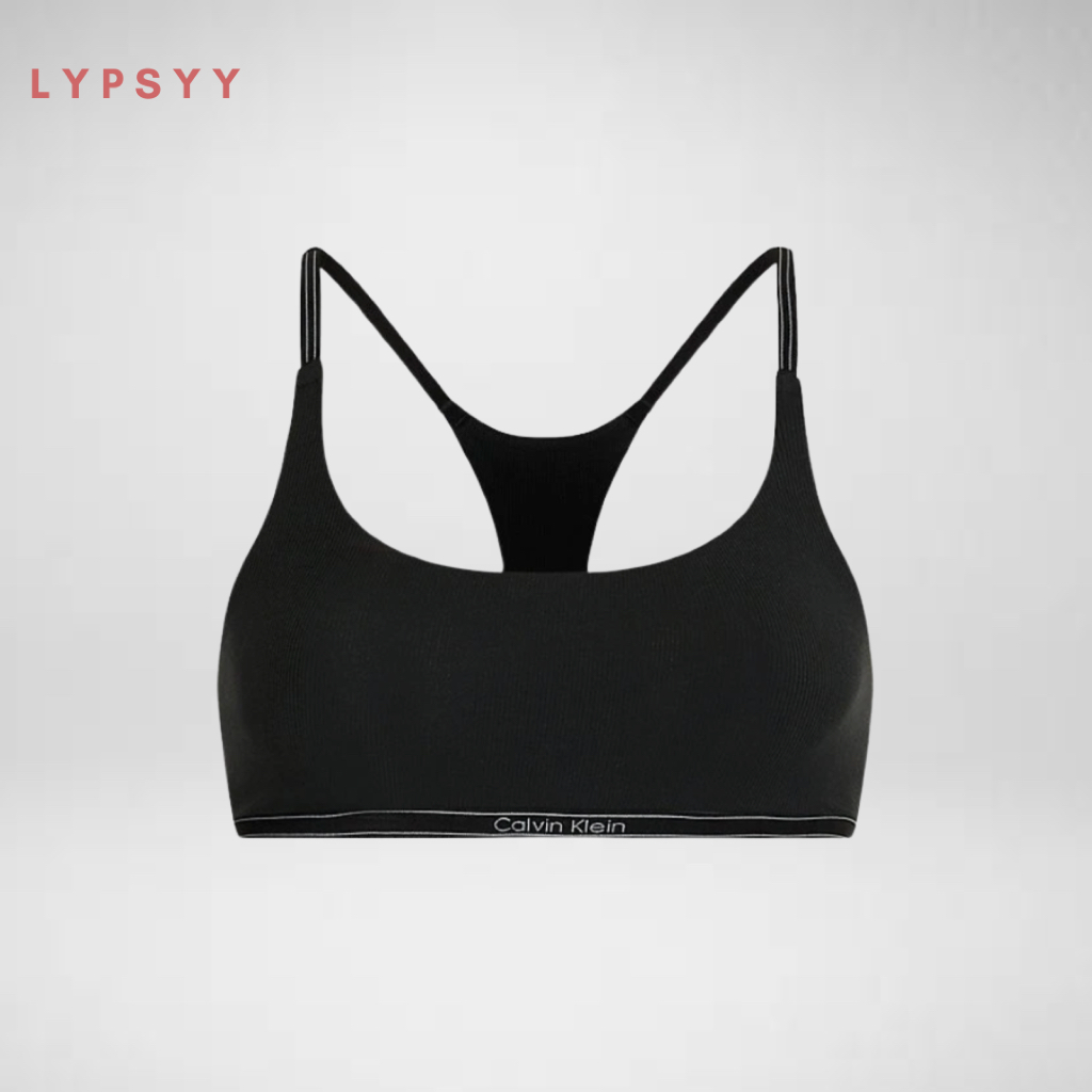 บรา CK CALVIN KLEIN Women's Ribbed Unlined Bralette Bra สีดำไซส์ L ...