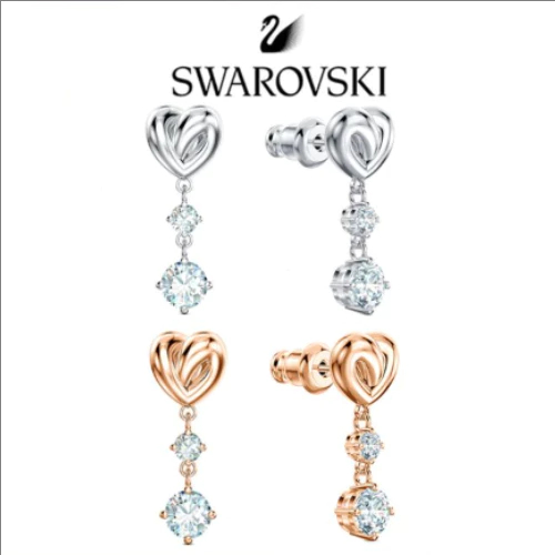 🧡Swarovski สวารอฟสกี้ Lifelong Heart drop-shaped Earrings เครื่องประดับ ...