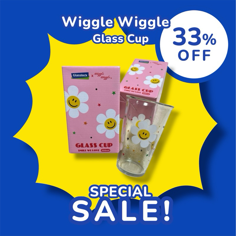 ขายดี Wiggle Wiggle x Glasslock Glass Cup แก้วน้ำใสแบบหนา Smile We Love ...