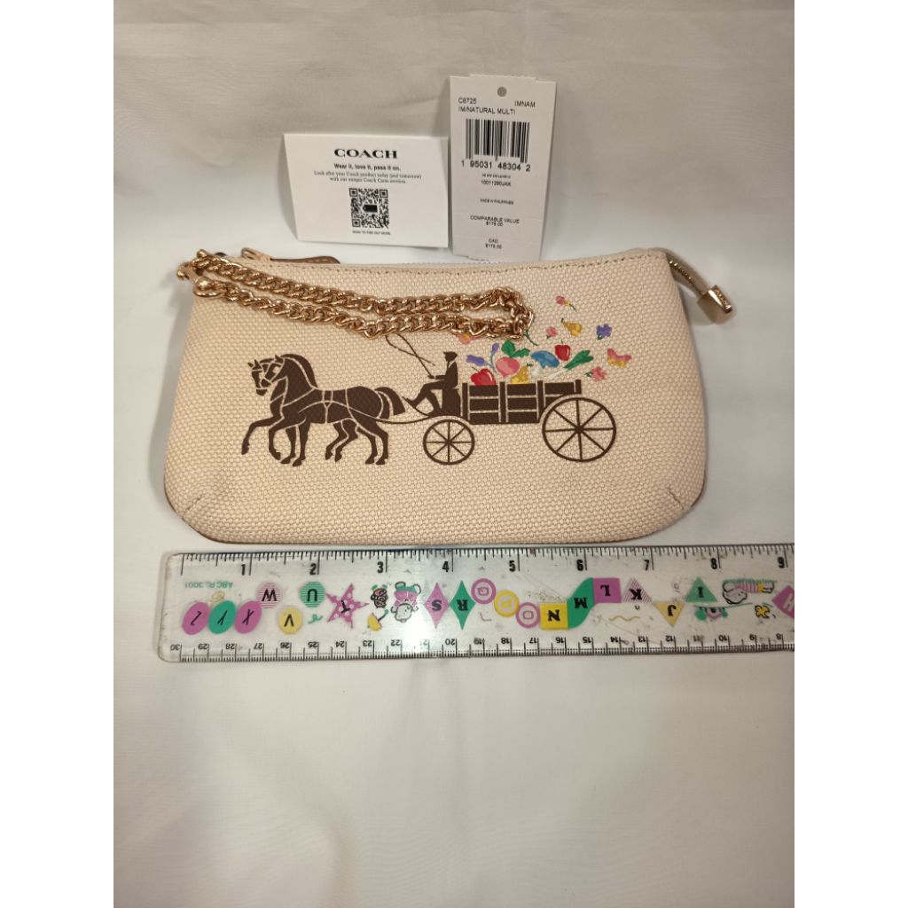 Coach รุ่น C8725 กระเป๋าคล้องมือสายโซ่ กระเป๋าสตางค์ ใส่บัตร มือสองสภาพดีมาก | Shopee Thailand