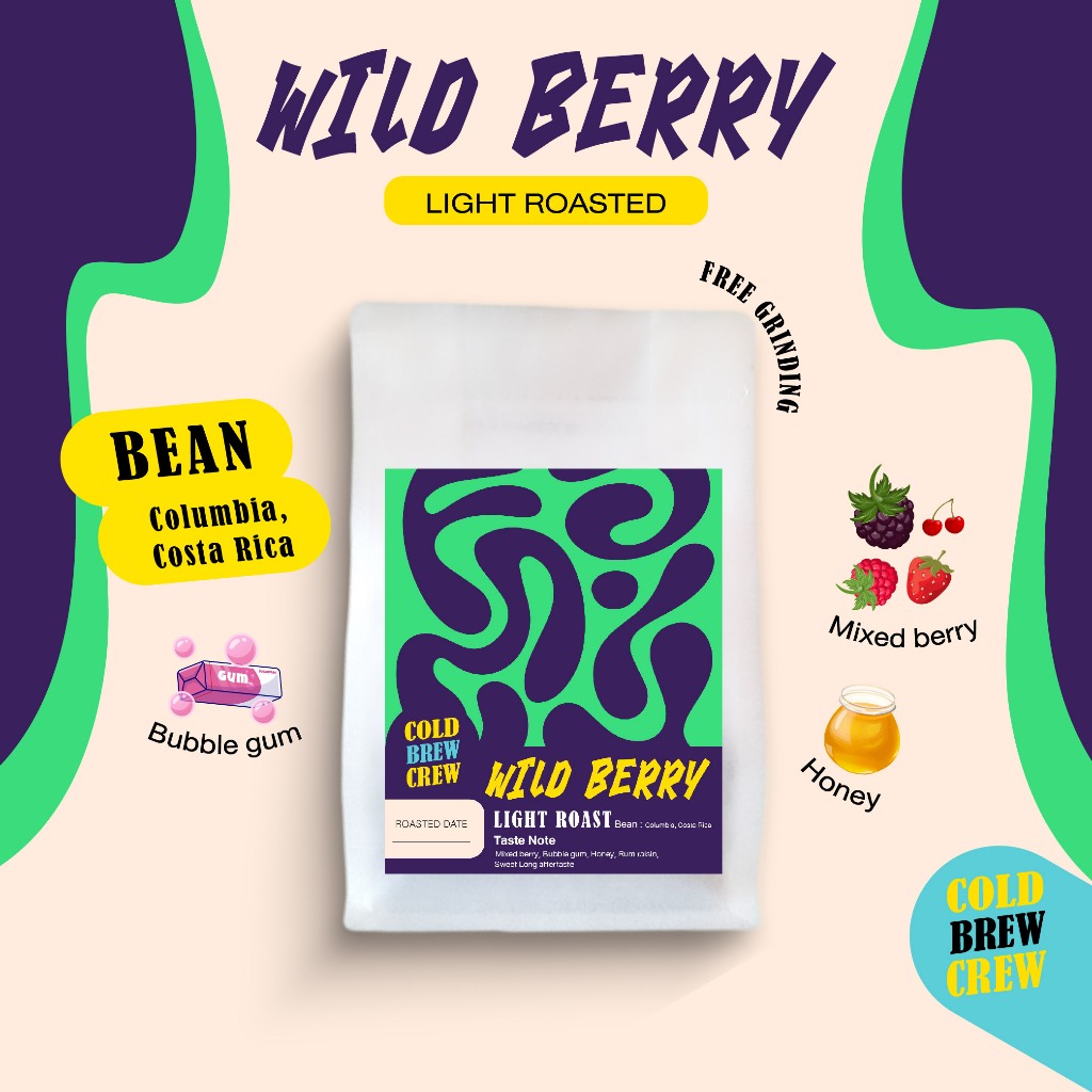 เมล็ดกาแฟคั่วอ่อน กลิ่นบลูเบอรี่ Wild Berry blends Costarica เหมาะทั้ง ...