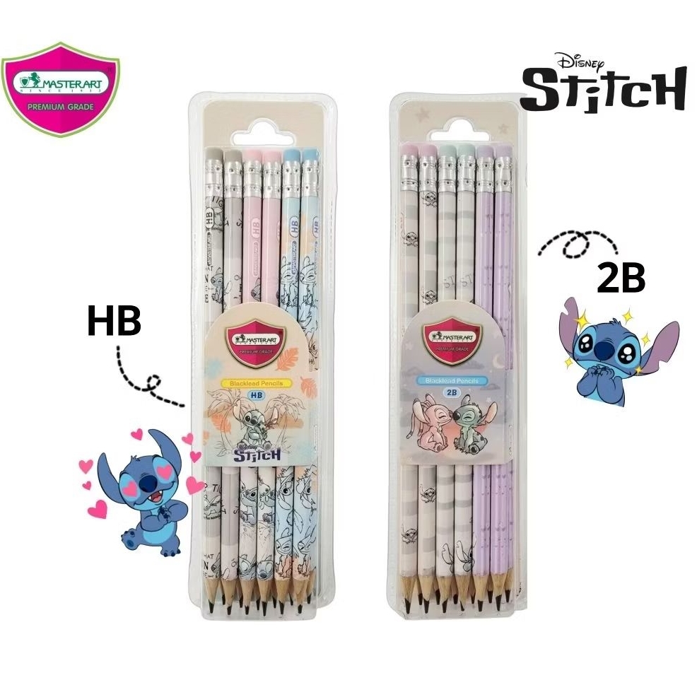 Master Art ดินสอไม้ดำ Stitch เกรด HB, 2B ลายลิขสิทธิ์แท้ (แพค 12 แท่ง ...