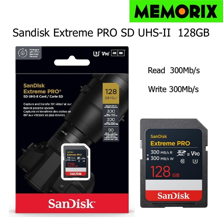 SanDisk Extreme PRO SD 128GB UHS-II V90 Memory Card (SDSDXDM-128G-GN4IN) อ่านและเขียน 300MB/s ...