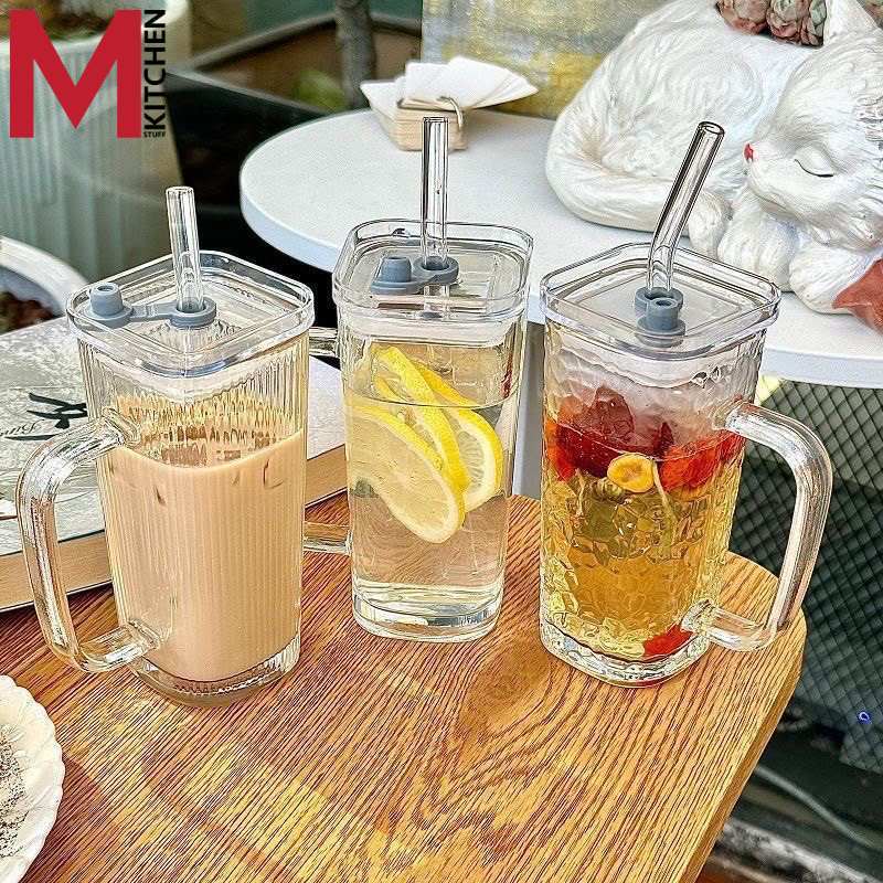 M KITCHEN แก้ว แก้วกาแฟ แก้วน้ำ มีฝาปิด พร้อมหลอด ขนาด 260/450ml (A0) | Shopee Thailand