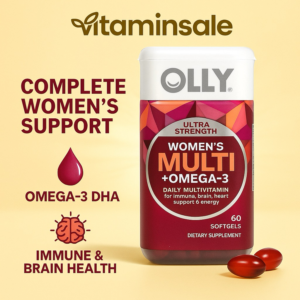 OLLY Women’s Multi + Omega-3 วิตามินรวมสำหรับผู้หญิง 60 ซอฟต์เจล พร้อม ...