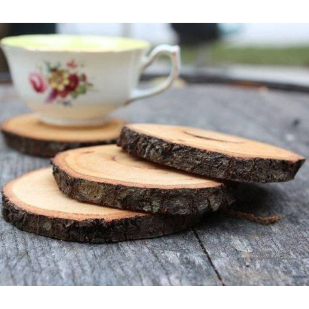 Coasters made of wood 1 set 5 piecs | Shopee Thailand