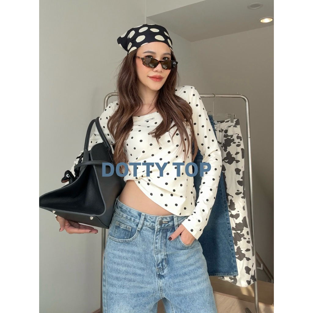 JARIN | DOTTY TOP เสื้อแขนยาวผ้ายืด | Shopee Thailand
