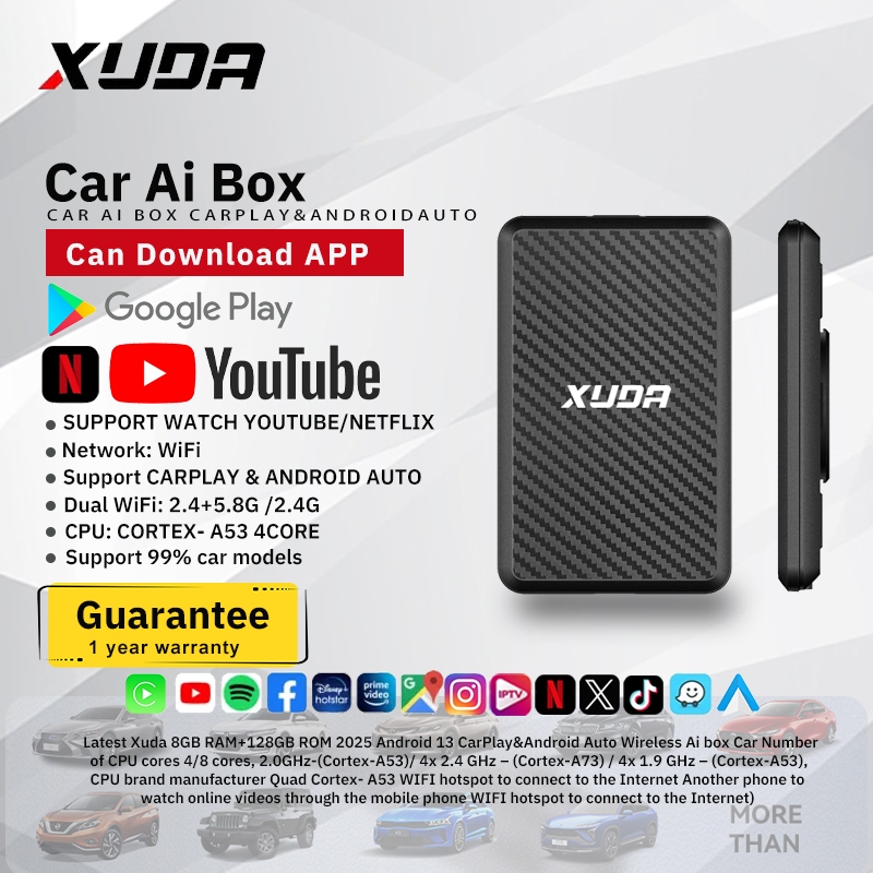 Xuda Android 13 8+128GB Apple Carplay Android auto ไร้สาย Plug and Play ...