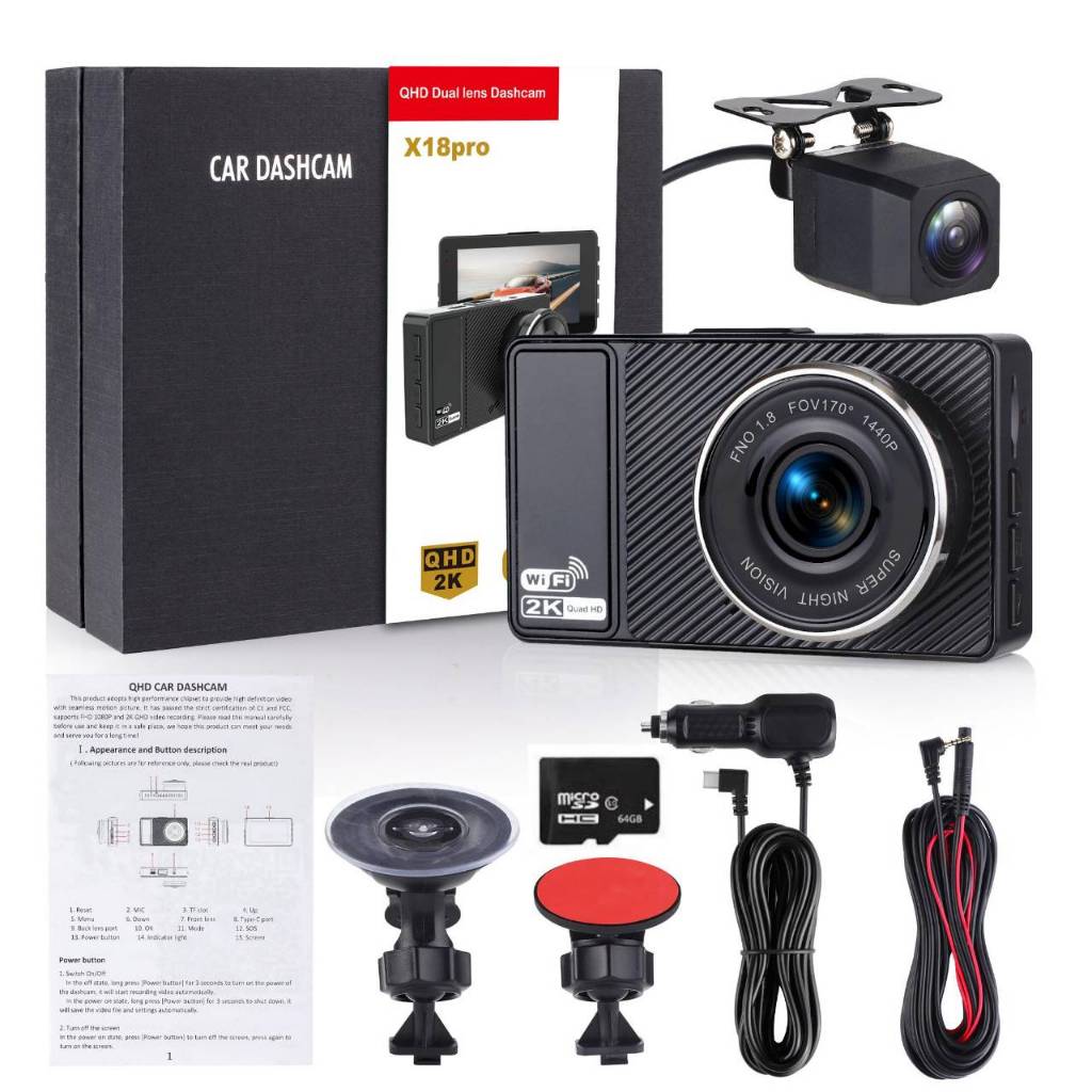 TGX-18 กล้องติดรถยนต์ หน้า-หลัง จอ 4นิ้ว Car Camera ความชัด2K การบันทึก ...