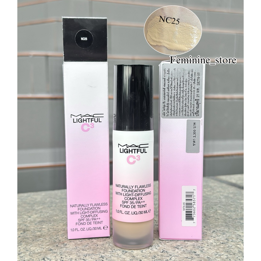 ป้ายไทย ผลิต2023 MAC Lightful C3 naturally flawless foundation. รองพื้น ...