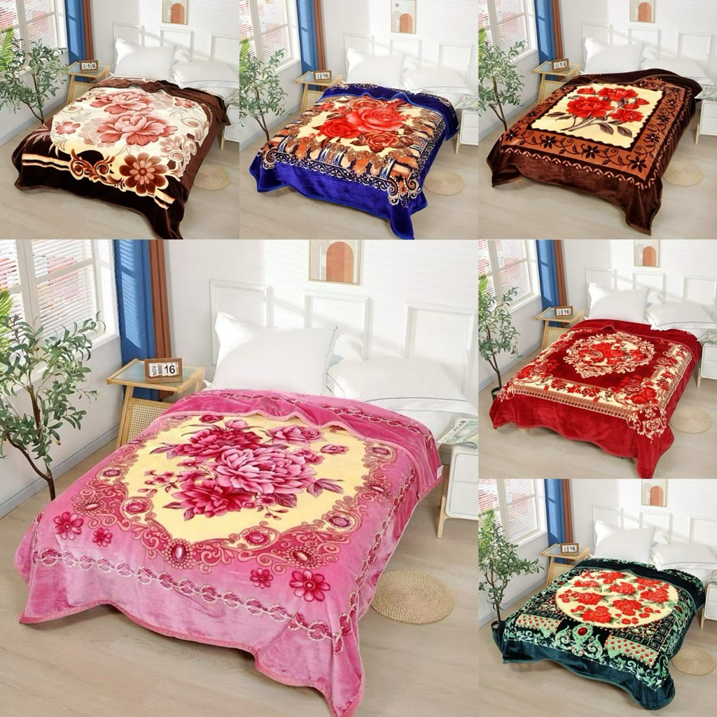 ผ้าห่มขนมิ้งค์งานเกาหลี 1.8-2KG ขนาด6ฟุต ลาย2ด้าน เนื้อผ้า2ชั้น ลาย ...