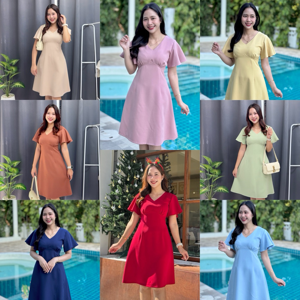 เดรสคริสต์มาส เดรสออกงาน เรียบหรูดูดี ใส่ทำงาน ใส่เที่ยวได้ by Raphee | Shopee Thailand