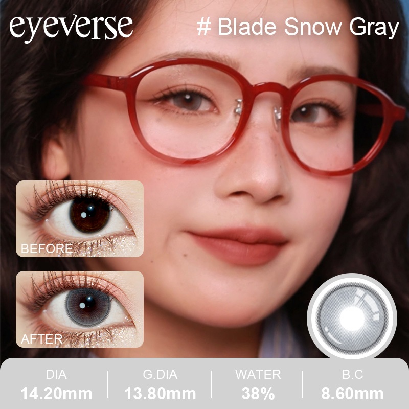 【0.00-6.00】Eyeverse คอนแทคเลนส์สีเกรย์สโนว์เบลด 14.2mm แบบรายเดือน COD ตาโตเป็นธรรมชาติ นุ่มสุดๆ ...