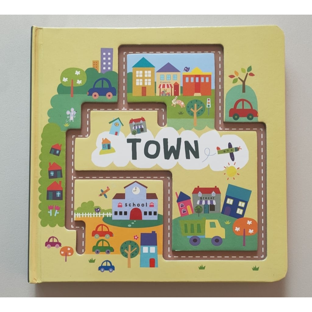 **มือสอง** หนังสือบอร์ดบุ๊ค ภาษาอังกฤษเด็ก TOWN: Trace The Track ...