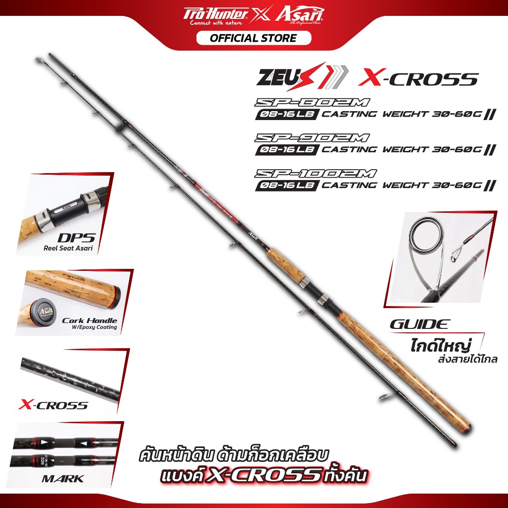 คันหน้าดินตีไกล ZEUS ROD รุ่นด้ามก็อกเคลือบ Epoxy“ ด้ามจับแน่น แบงค์ X ...
