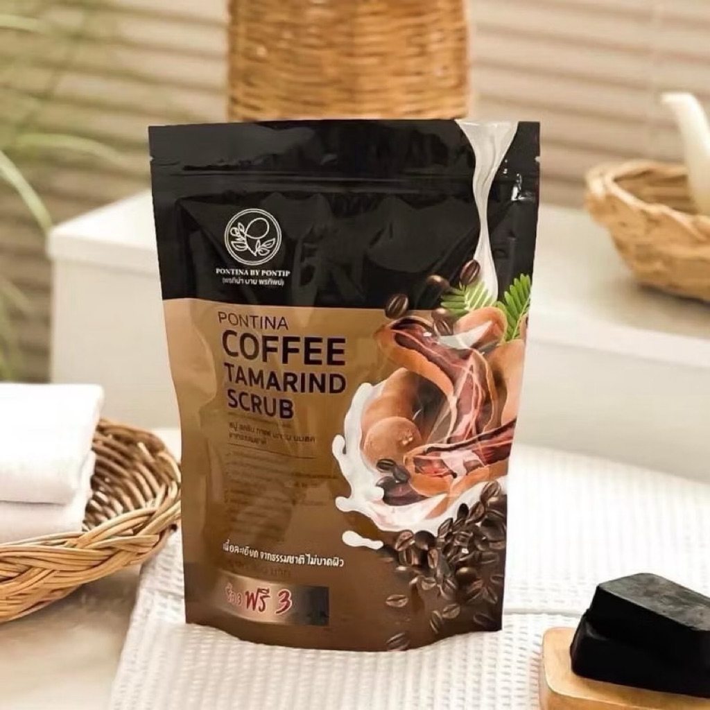 PONTINA Coffee Tamarind Scrub พรทิน่า สบู่สครับกาแฟมะขาม เนื้อละเอียด ...