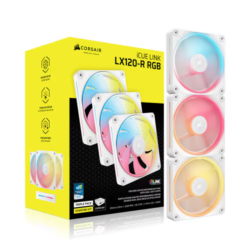 FAN CORSAIR iCUE Link LX120-R RGB White 3x120mm Reverse Blade Triple ...
