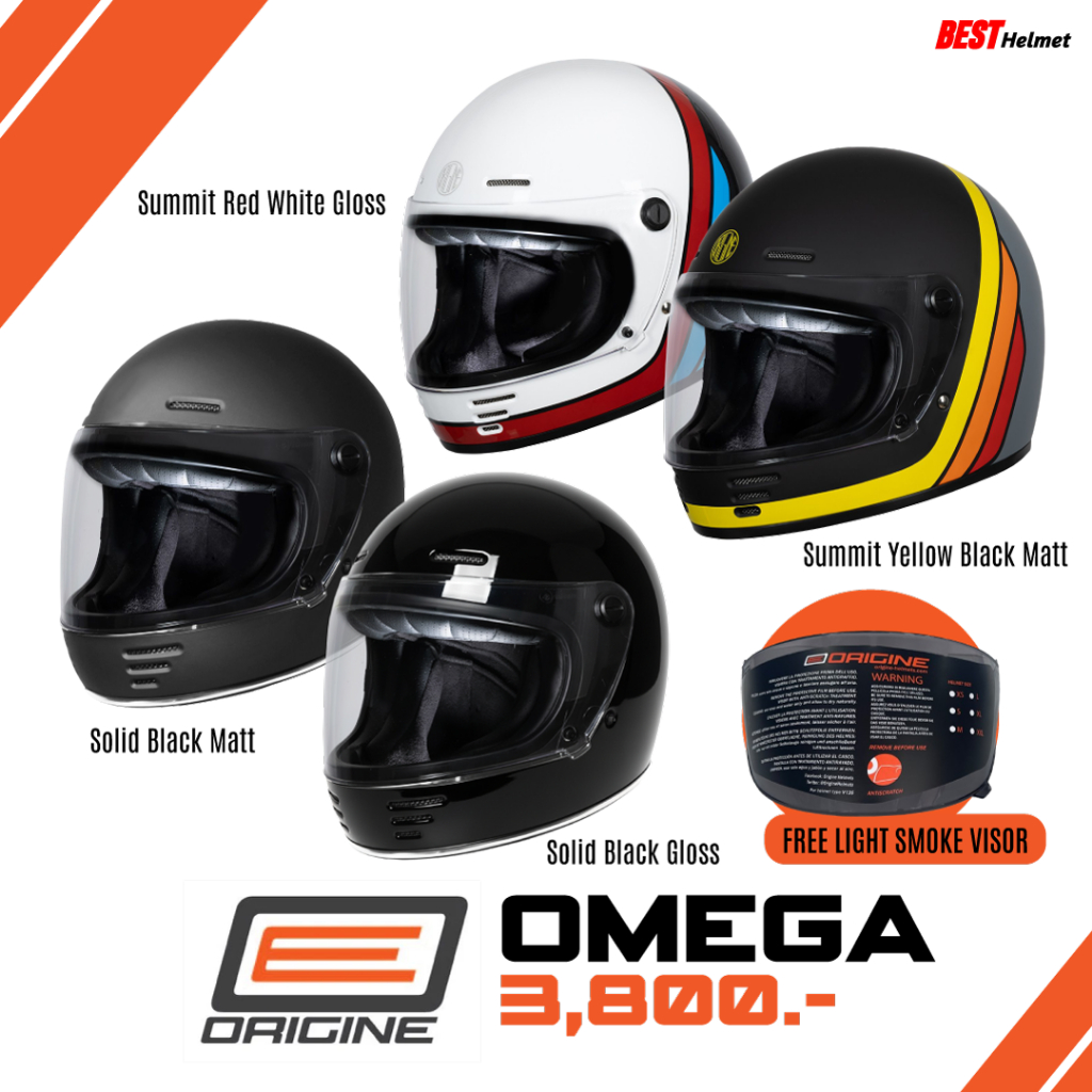 หมวกกันน็อค วินเทจ เต็มใบ Origine รุ่น Omega ราคา 3,800.- แถมชิลด์ ...