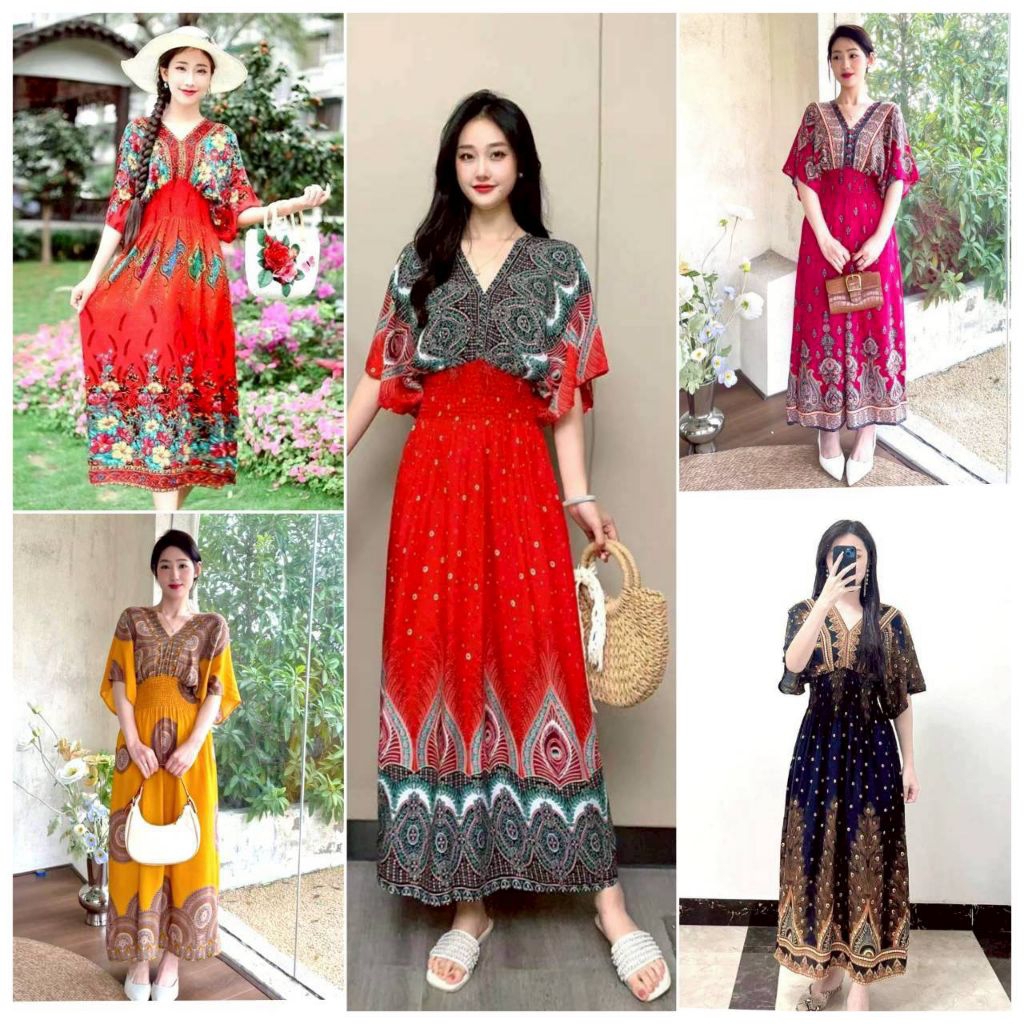 เดรส เดรสโบฮีเมี่ยน สาวอวบ ใส่ได้ ไซด์xxl ทรงกิโมโน อก32-48 เอว 45 ยาว ...