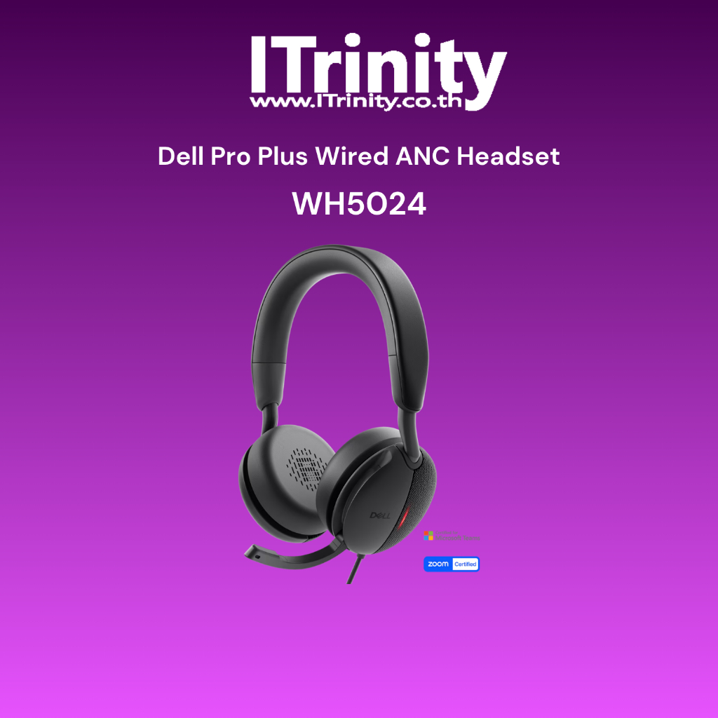 Dell Pro Plus Wired WH5024 ANC Headset เดลล์ หูฟัง Pro Plus Wired รับ ...