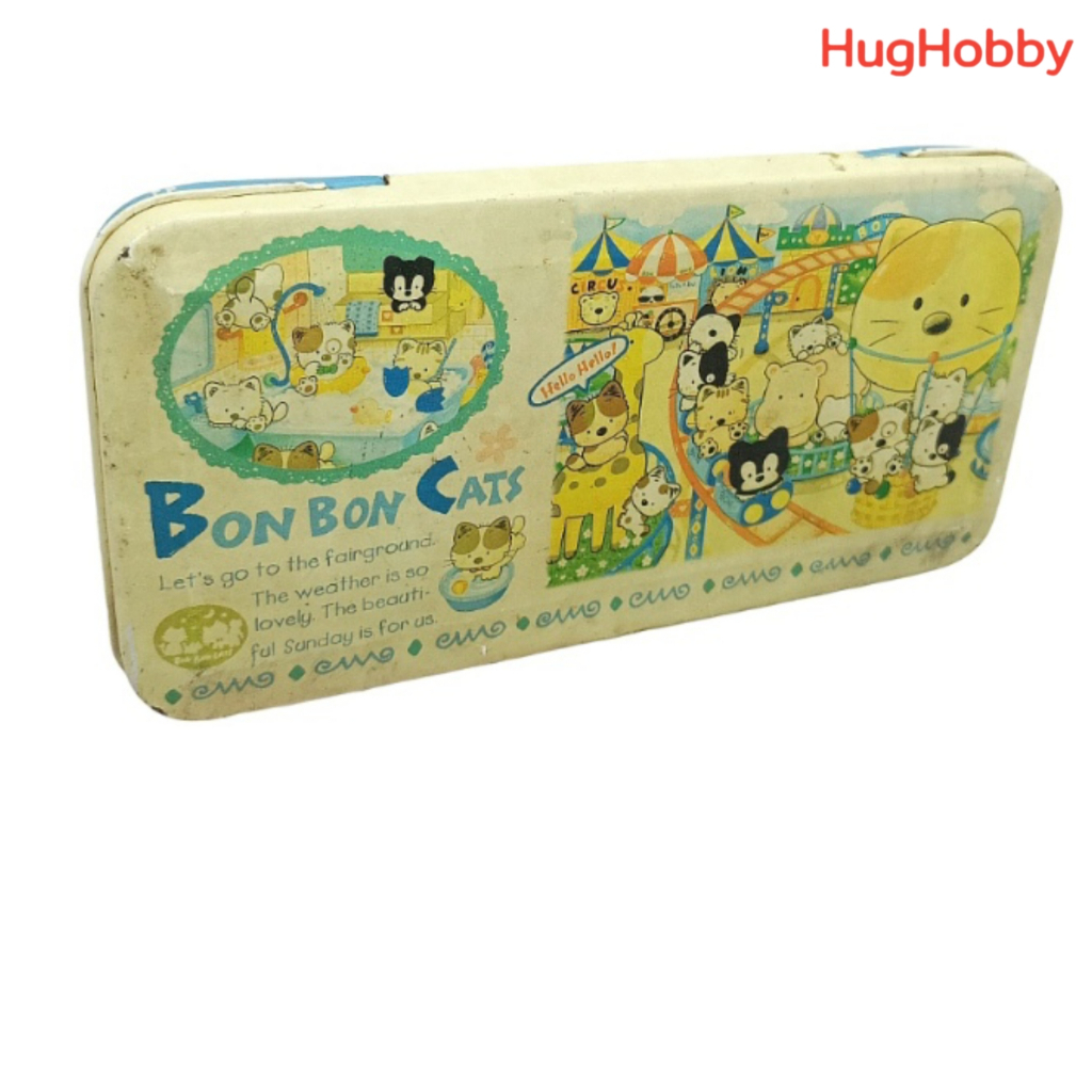 [มือ2 *สภาพเก่า] งานเก่าปี 1988 กล่องสังกะสี กล่องดินสอ Bon Bon Cats ...