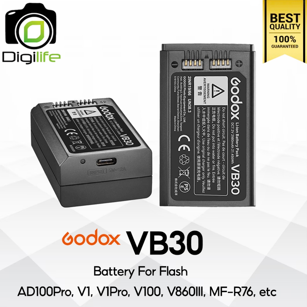 ส่ง28พ.ย..Godox Battery VB30 - USB แบตเตอรี่ For Flash AD100Pro V1 V1Pro V100 V860III MF-R76 ...