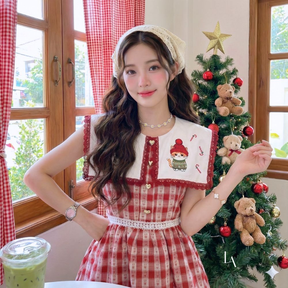 [LALAPIS ] มินิเดรส คริสต์มาสแคโรล วินเทจ (LA365) | Shopee Thailand