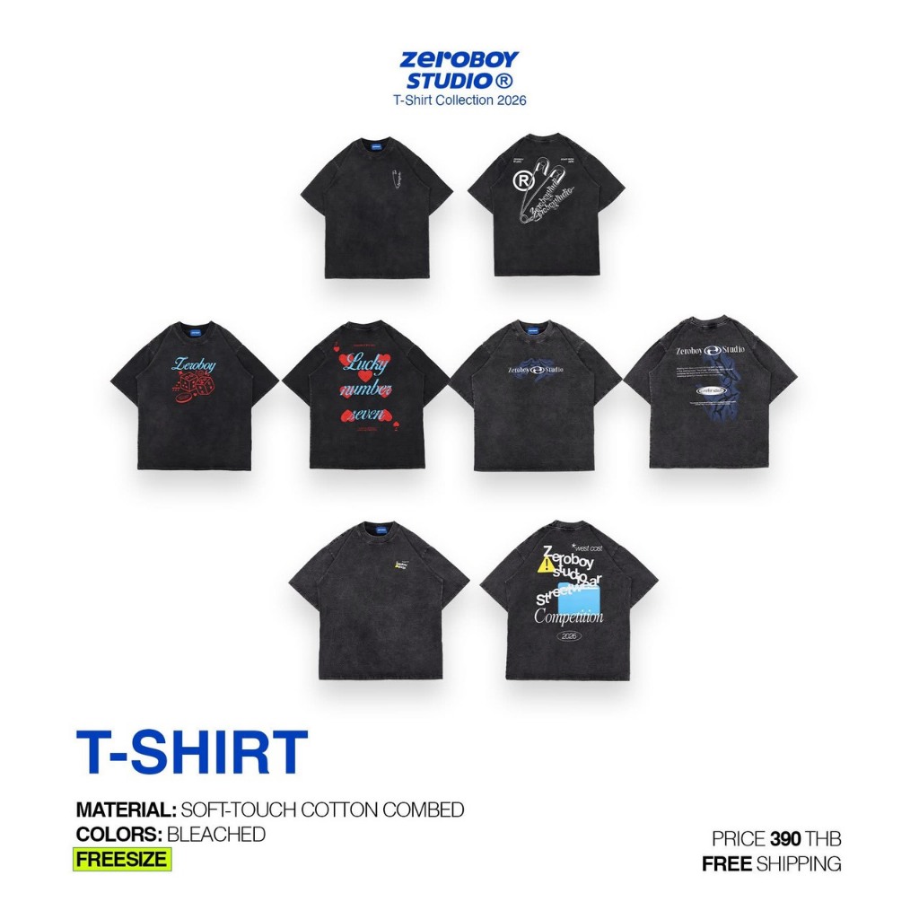 ZEROBOY - T-Shirt Collection 2026 NEW ARRIVAL เสื้อยืดผ้าฟอกสกรีน ...