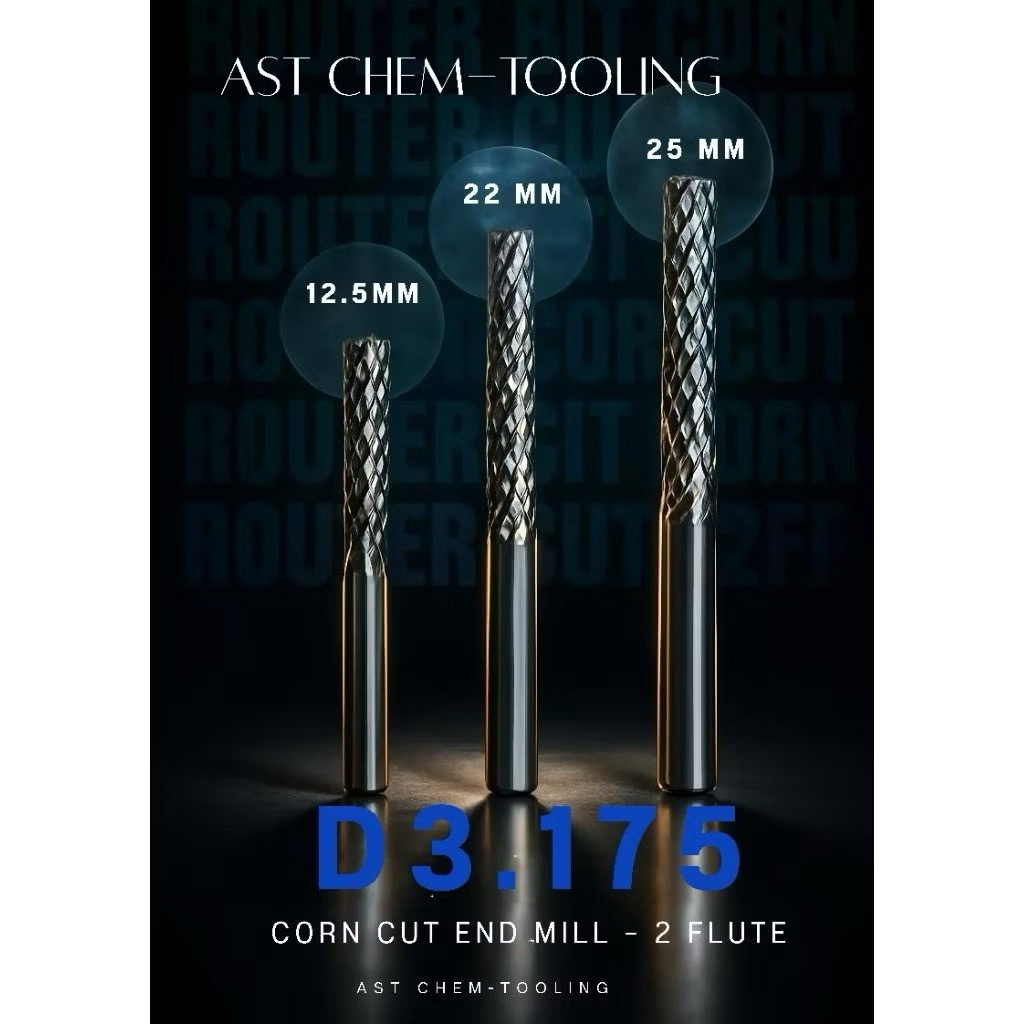 End Mill Corn cut 2F (1 pcs) ดอกเจาะ ดอก cnc 3.175/3.175-1/8 | Shopee ...