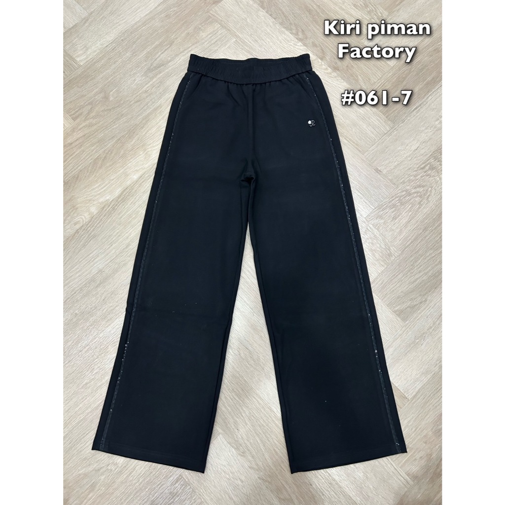 กางเกงทรงตรงผู้หญิง รุ่น#K061-7 เองยางยืด แต่งแถบเพชรด้านข้าง เนื้อผ้า ...