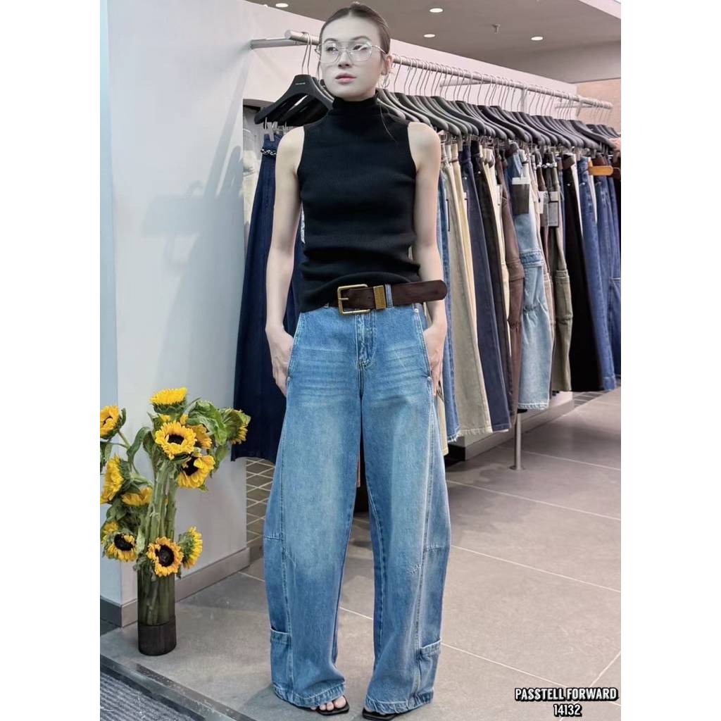 Korea darim denim jeans With brown belt มาใหม่เลยค้า กับกางเกงยีน งาน ...