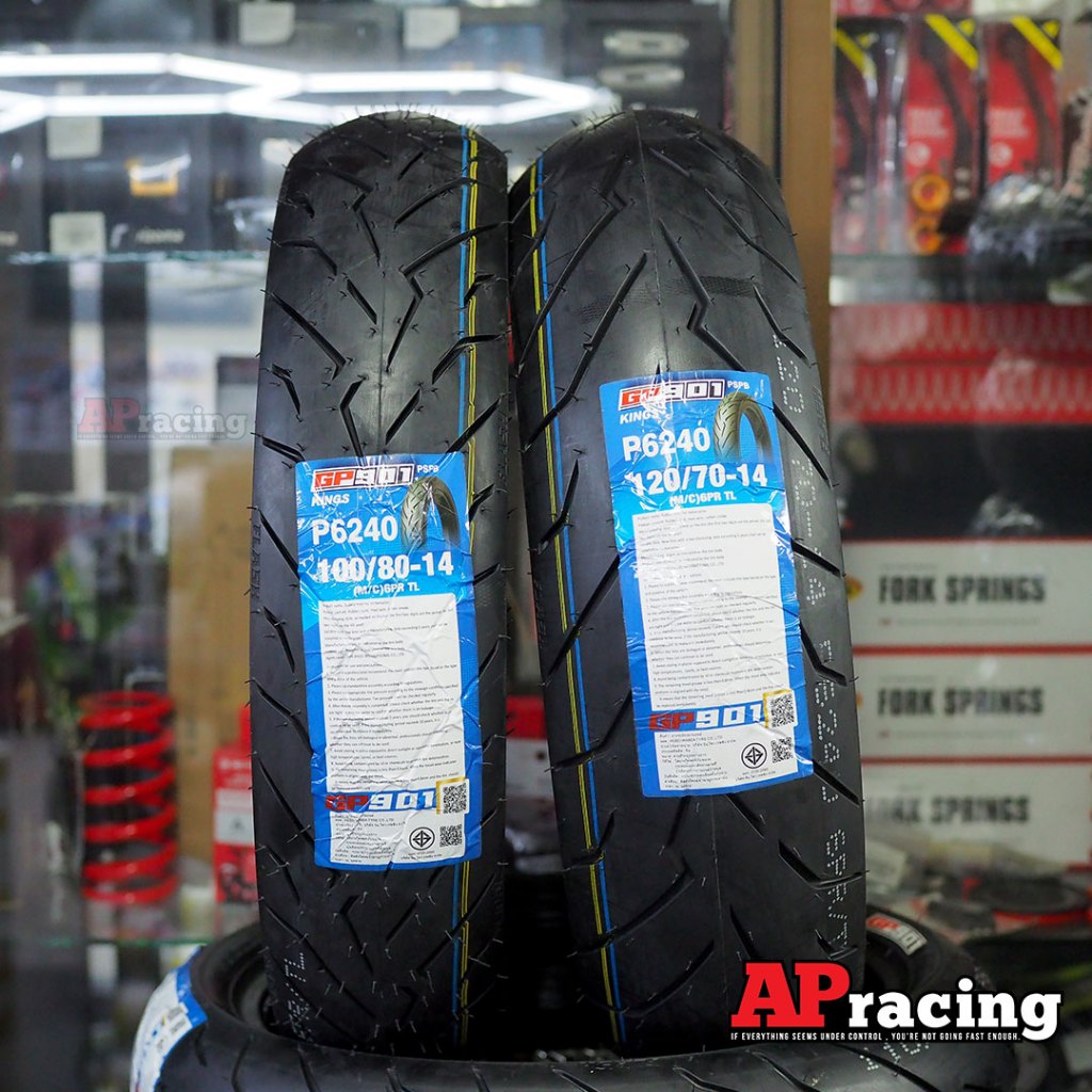 HELIOS GP901 ป้ายฟ้า ยางนอก 1คู่ Click160 PCX 150 100/80-14 ปี25 120/70 ...