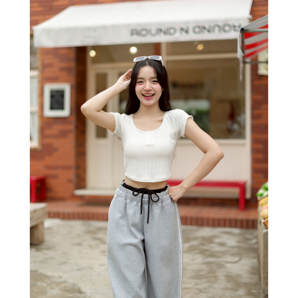 Mary Button Up เสื้อครอป | Shopee Thailand
