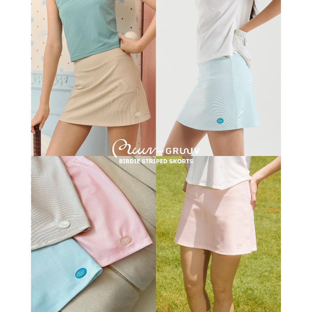 Muuv & Gruuv Birdie Striped Skorts กระโปรงกอล์ฟเทนนิสทรงสอบพร้อมซับใน | Shopee Thailand