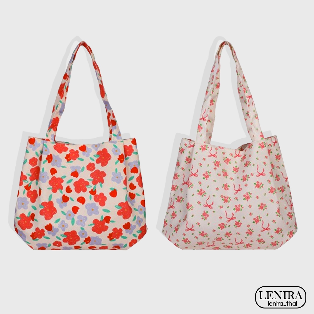Lenira (B2475) กระเป๋าสะพายไหล่ผ้าไนล่อนลายดอกไม้ ใส่ไอแพดได้ | Shopee ...