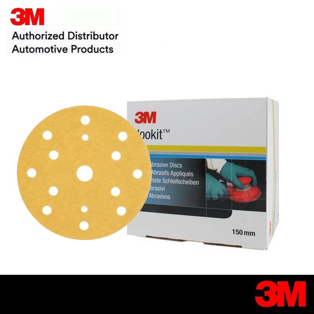 3M GOLD, 255P Hookit (x100 แผ่น) กระดาษทรายกลมขนาด 6นิ้ว (150มิล) 15รู ...