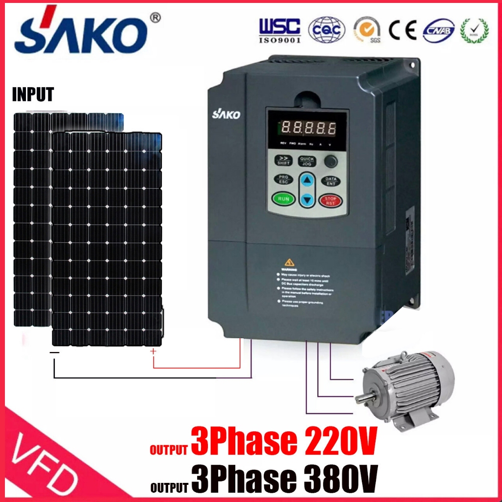 SAKO INVERTER INPUTต่อกับแผง โซล่าเซลล์ OUTPUT: 3 เฟส 3สาย 380V MINI ...