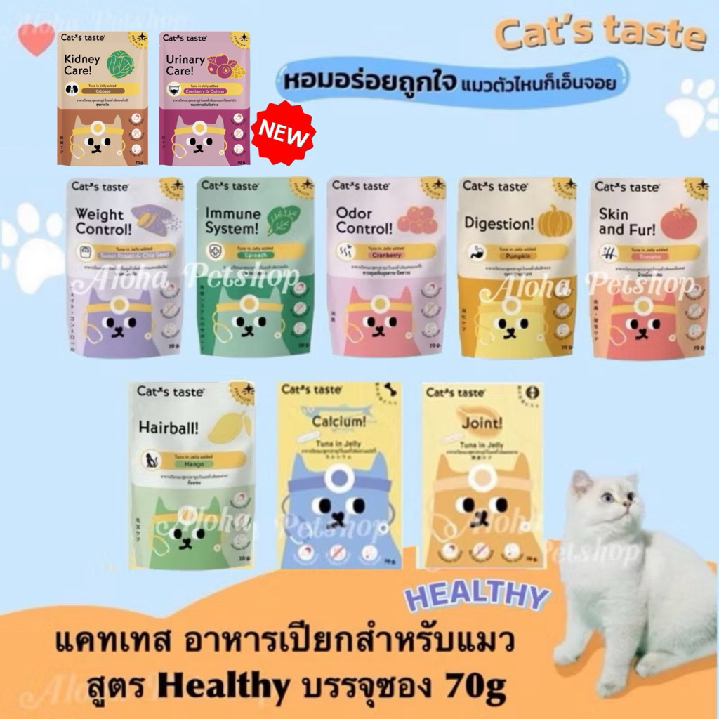 Cat’s Taste Premium Healthy Pouch ️🐱 แคท เทส อาหารเปียกพรเมี่ยมสูตรเฮล ...