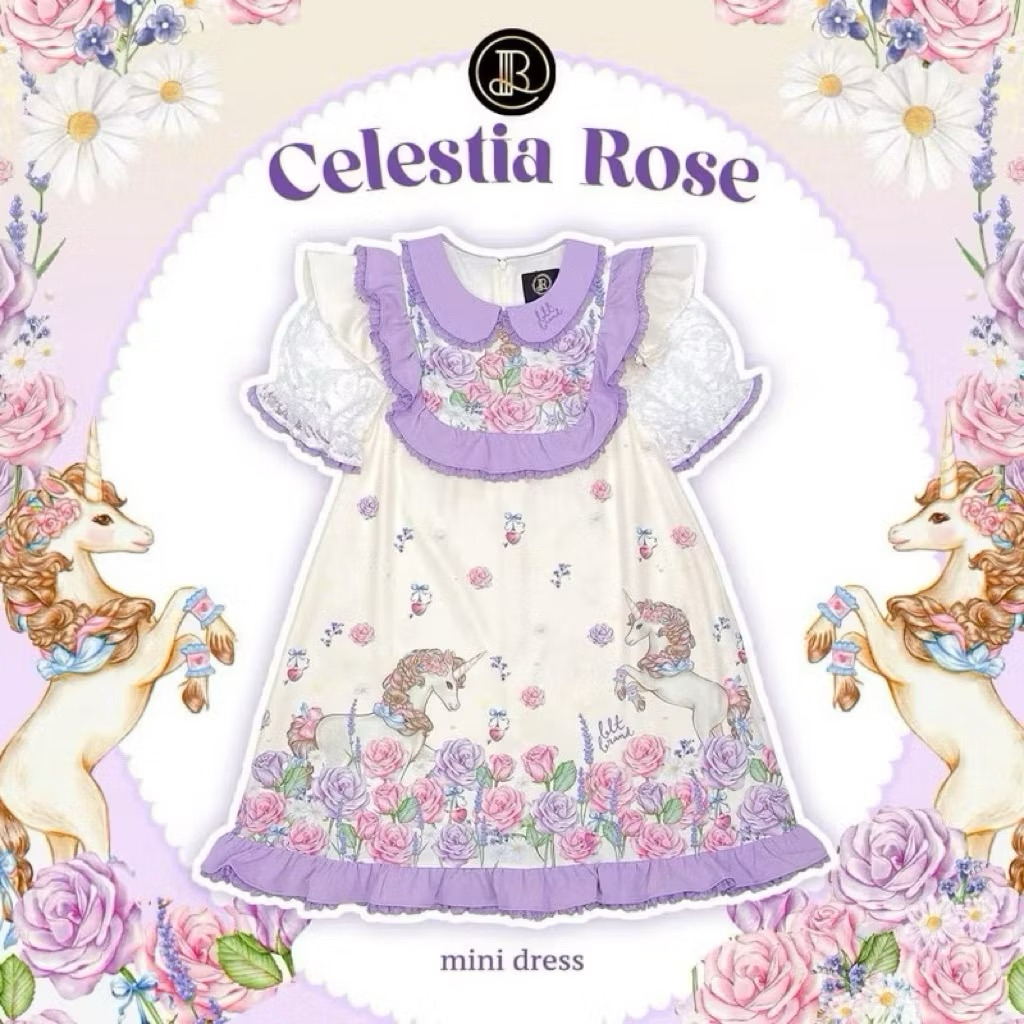 BLT BRAND CELESTIA ROSE เดรสครีมระบายม่วง มือ2 ไซต์ L | Shopee Thailand