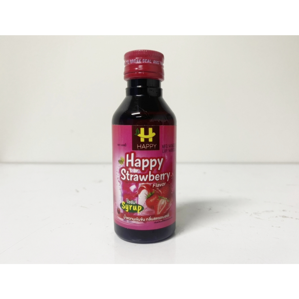 Happy Strawberry Syrup (สำหรับรีฟิว) กลิ่นสตรอเบอร์รี่ (1 ขวด) ขนาด 60 ...